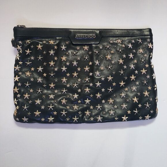 Jimmy Choo | Bags | Jimmy Choo Derek Studded Star Clutch Bag Black ...